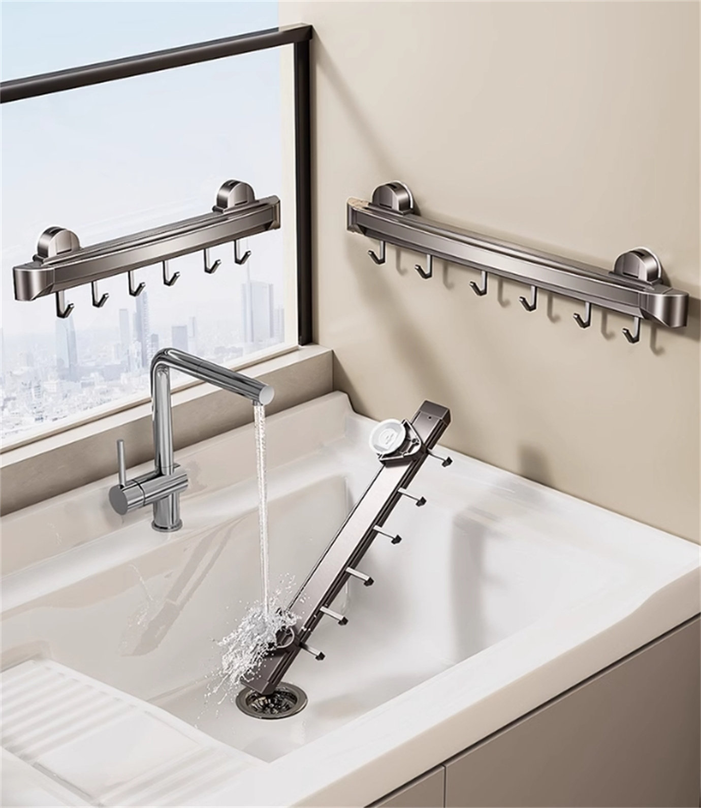 Thrones Designs Suction Cup Balcony Drying Rack, Indoor Foldable Mesh ...