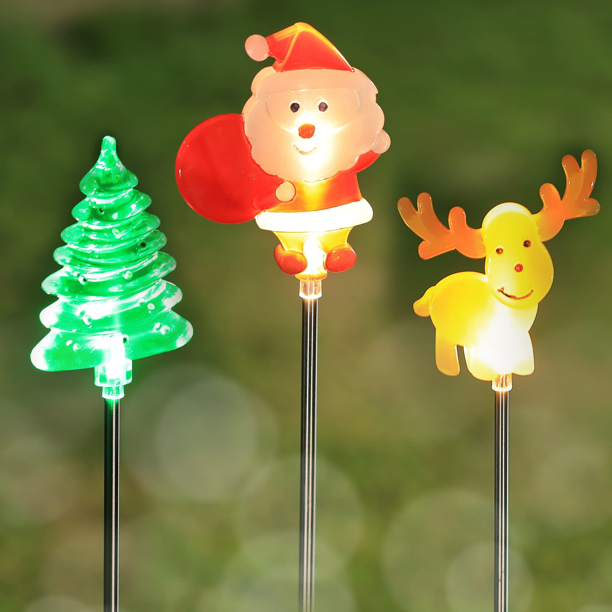Zeki Shoggy 3 Pack Solar Christmas Garden Stake Lights, Solar Powered ...