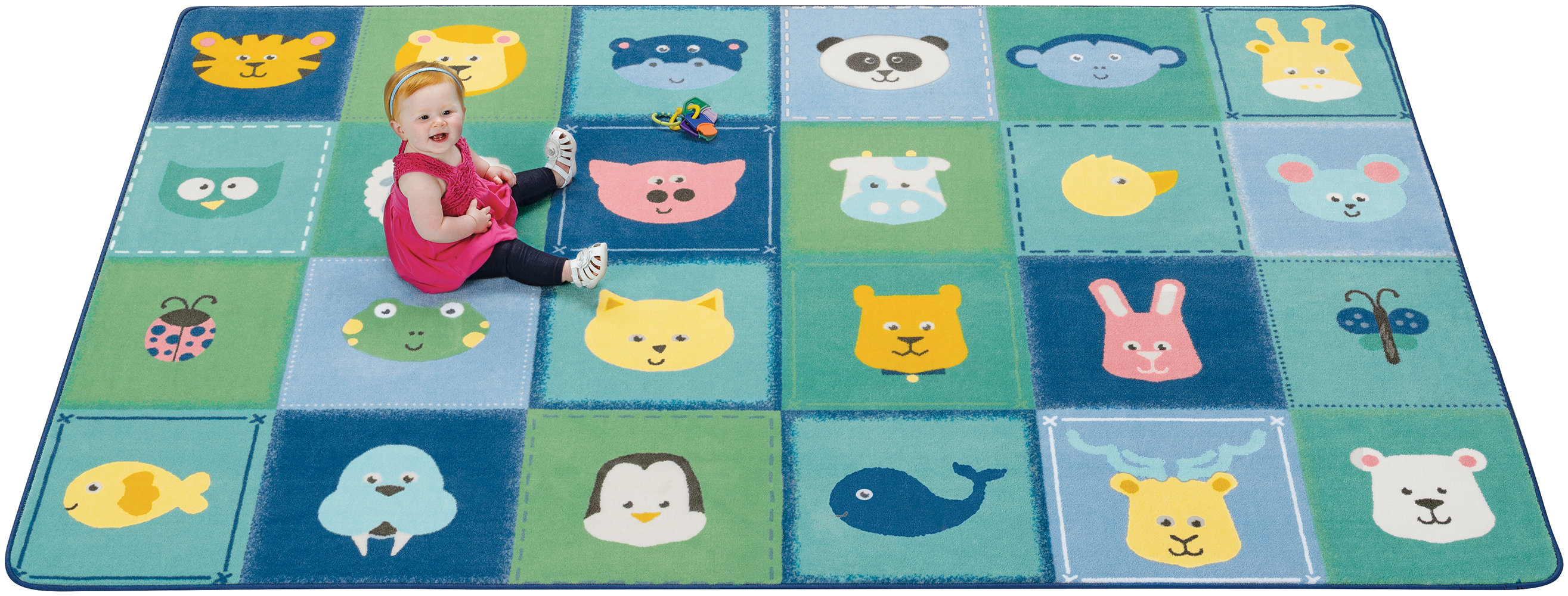 Carpets for Kids Animal Patchwork KIDSoft Tufted Light Blue Area Rug ...