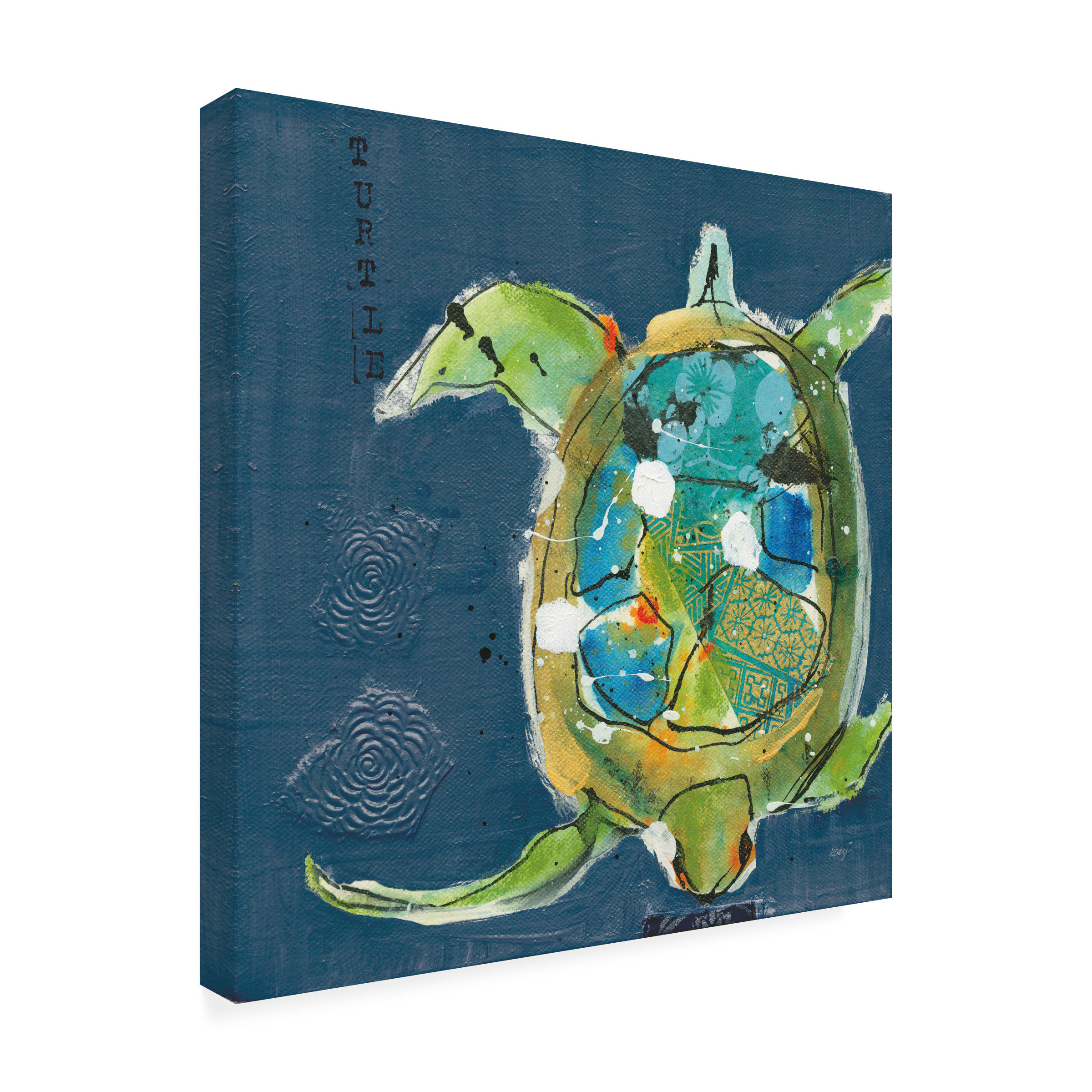 Bay Isle Home™ Kellie Day 'Chentes Turtle on Blue' Canvas Art - Wayfair ...