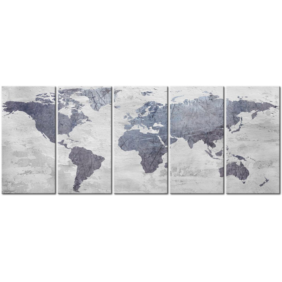 East Urban Home Concrete World Map - 5 Piece Wrapped Canvas Print | Wayfair