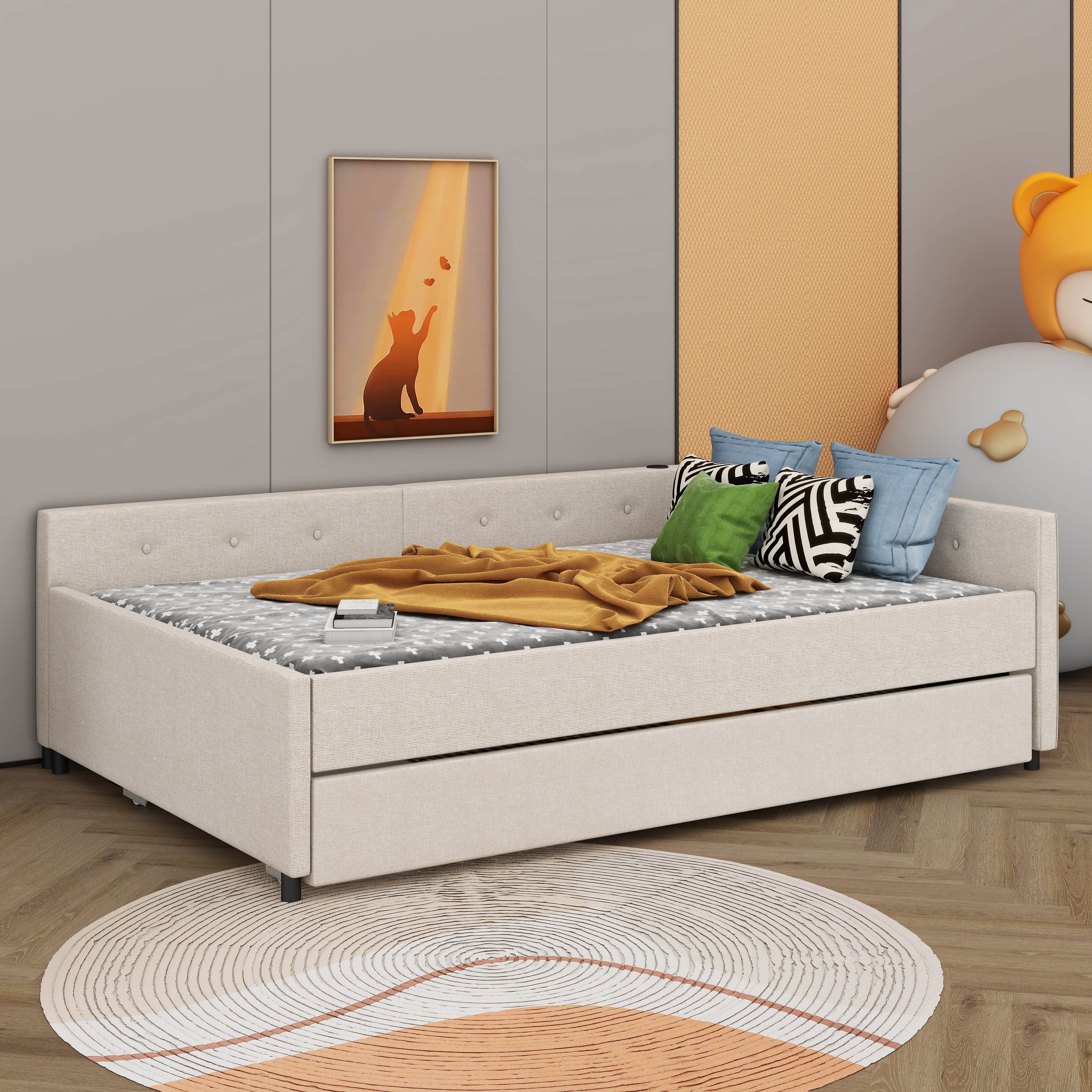 Latitude Run® A Full-Sized Daybed With An Upholstered Frame And Two ...