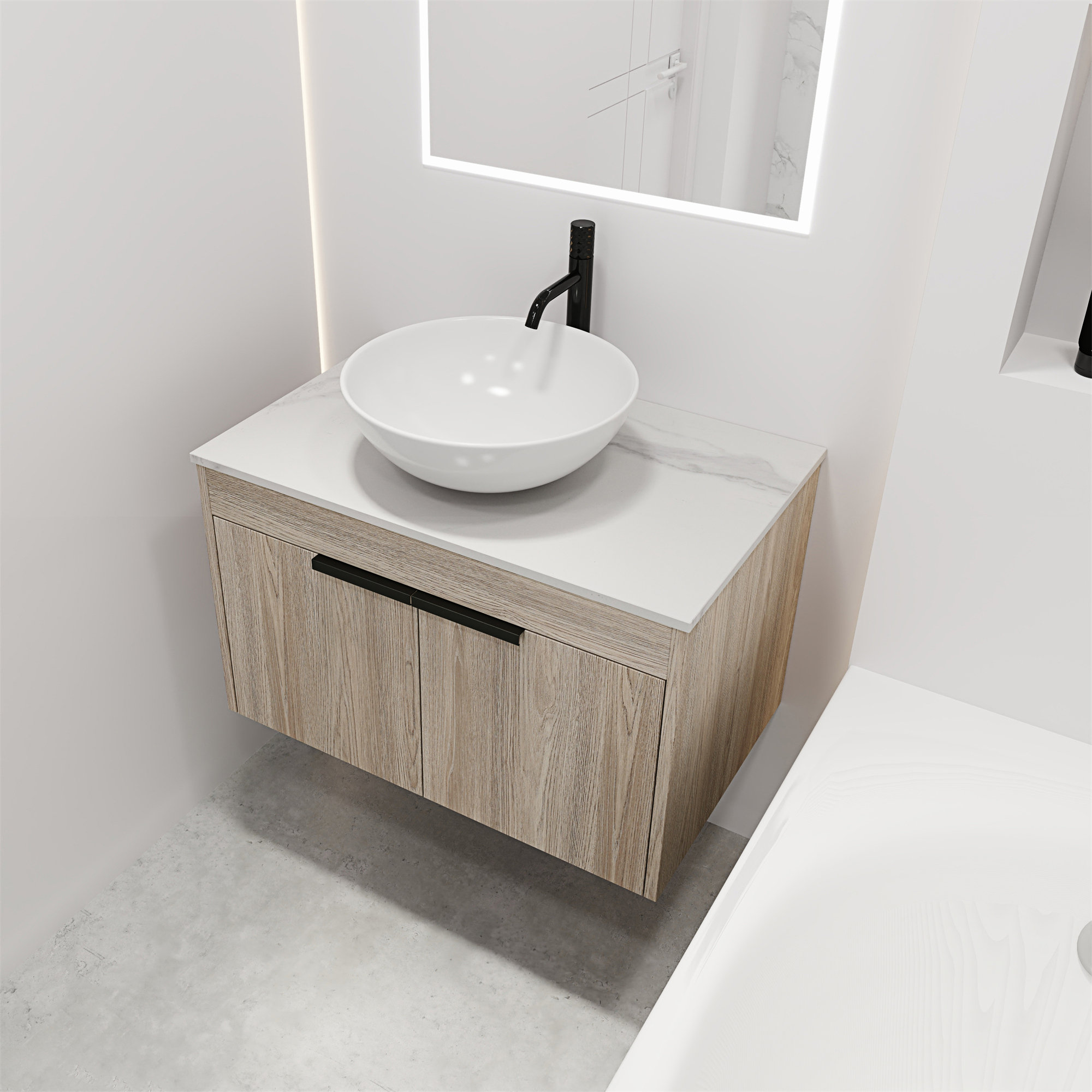 Ebern Designs 30 " Modern Design Float Bathroom Vanity With Ceramic ...