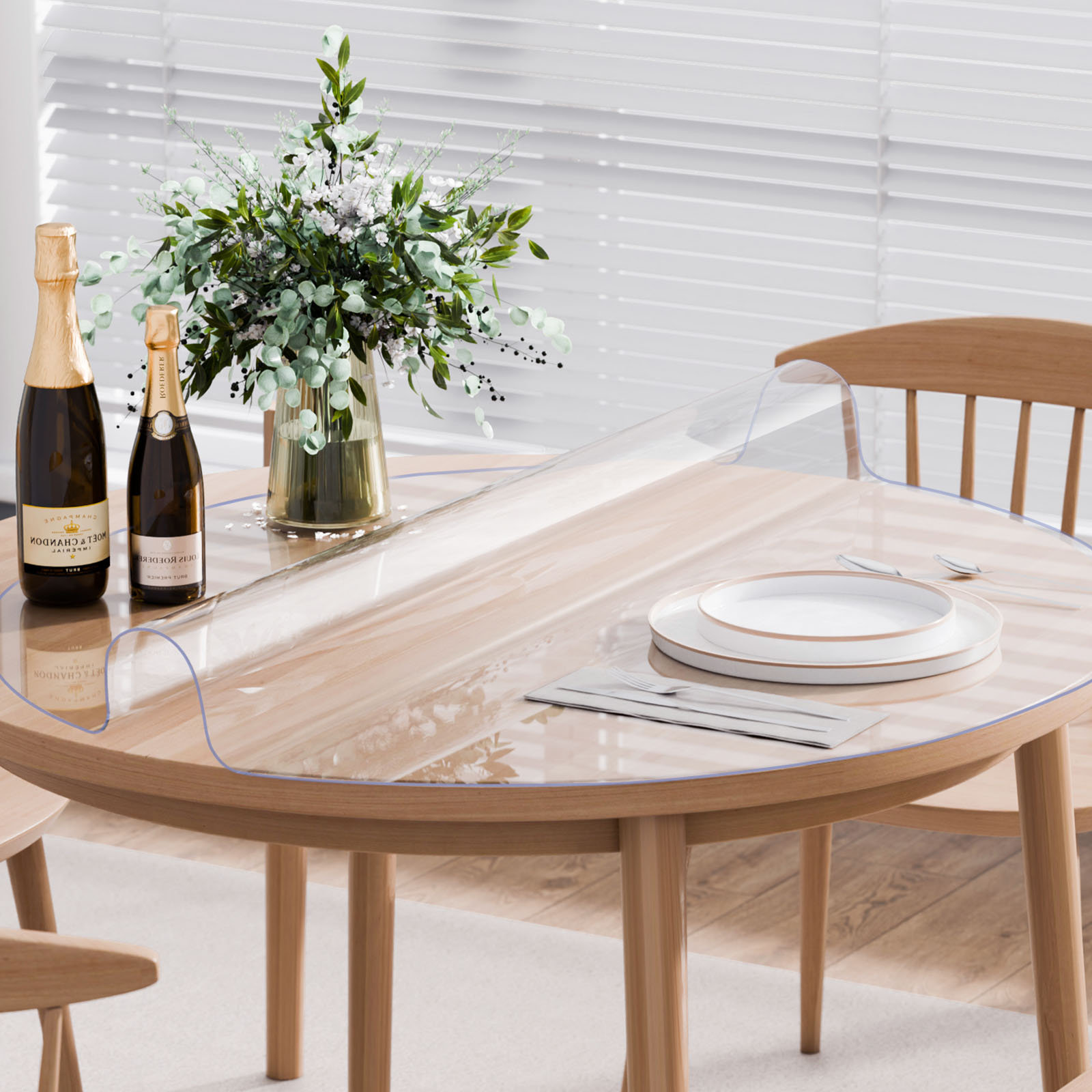 Symple Stuff PVC Table Protector Round Clear Plastic Desk Protector ...