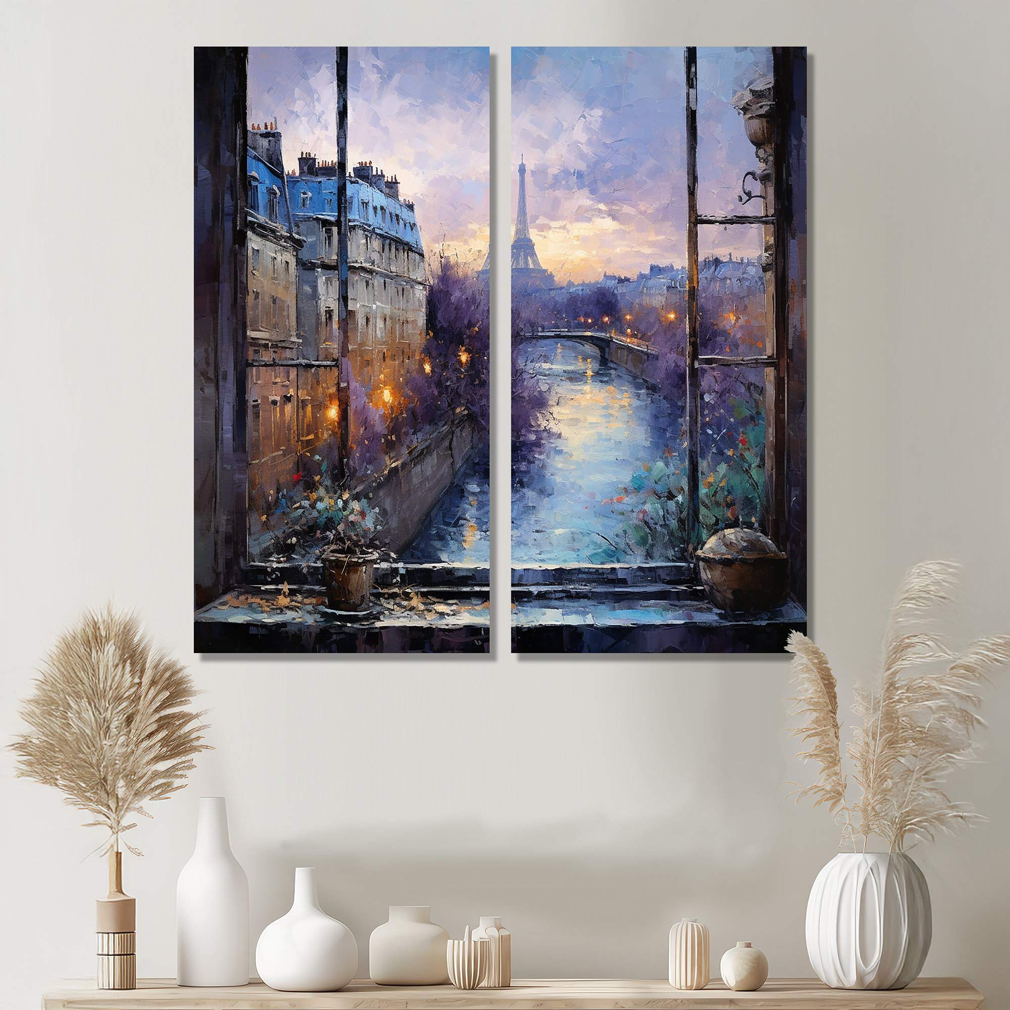Red Barrel Studio® Paris Window View Sunset - Paris Large Wall Art ...