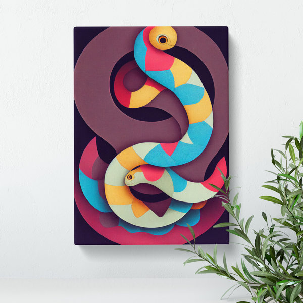 Metro Lane Abstract Snake Art No.1 - Wrapped Canvas Print | Wayfair.co.uk