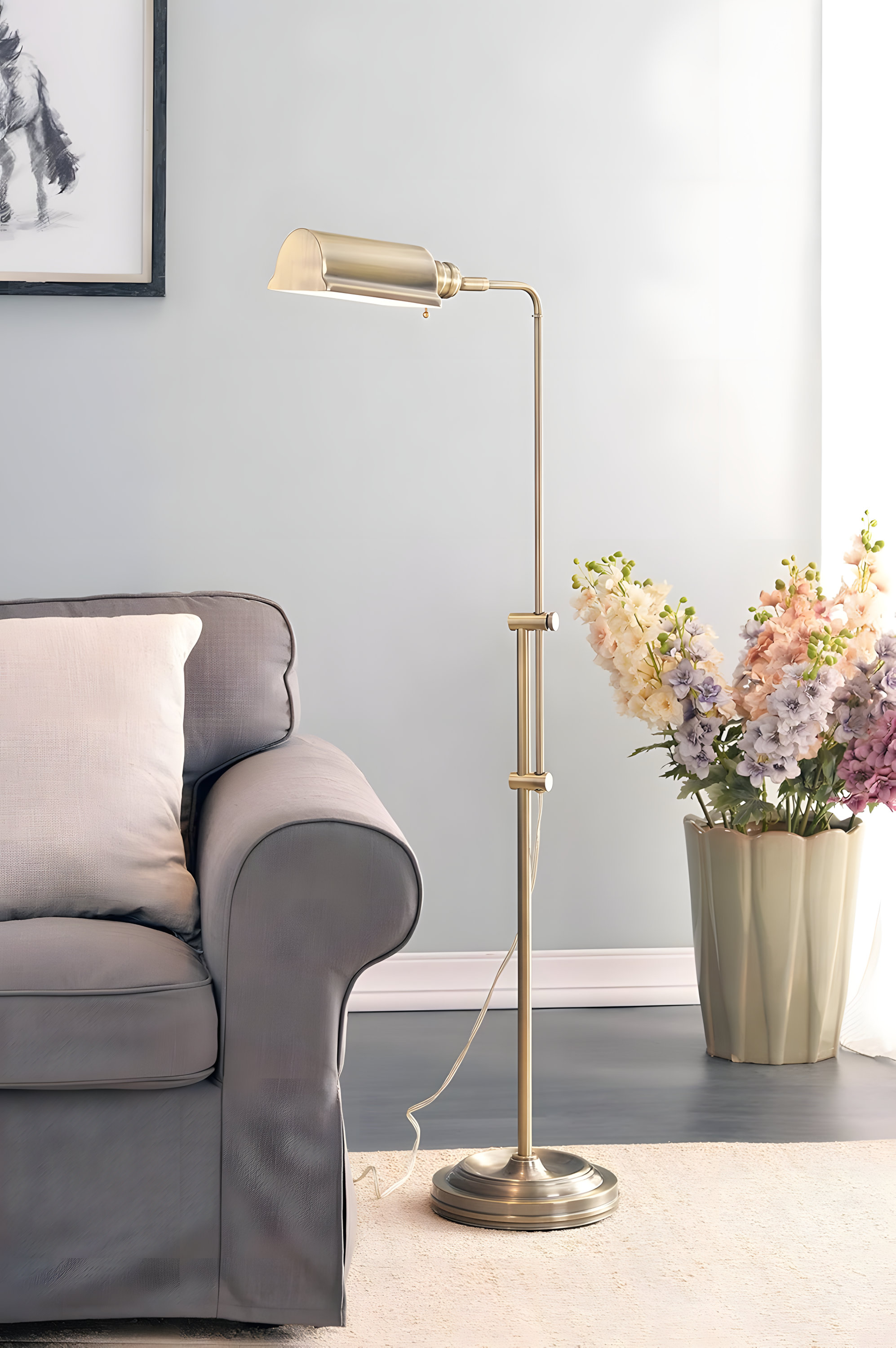 Red Barrel Studio® Kenroy Home Denton Antique Brass Floor Lamp With ...