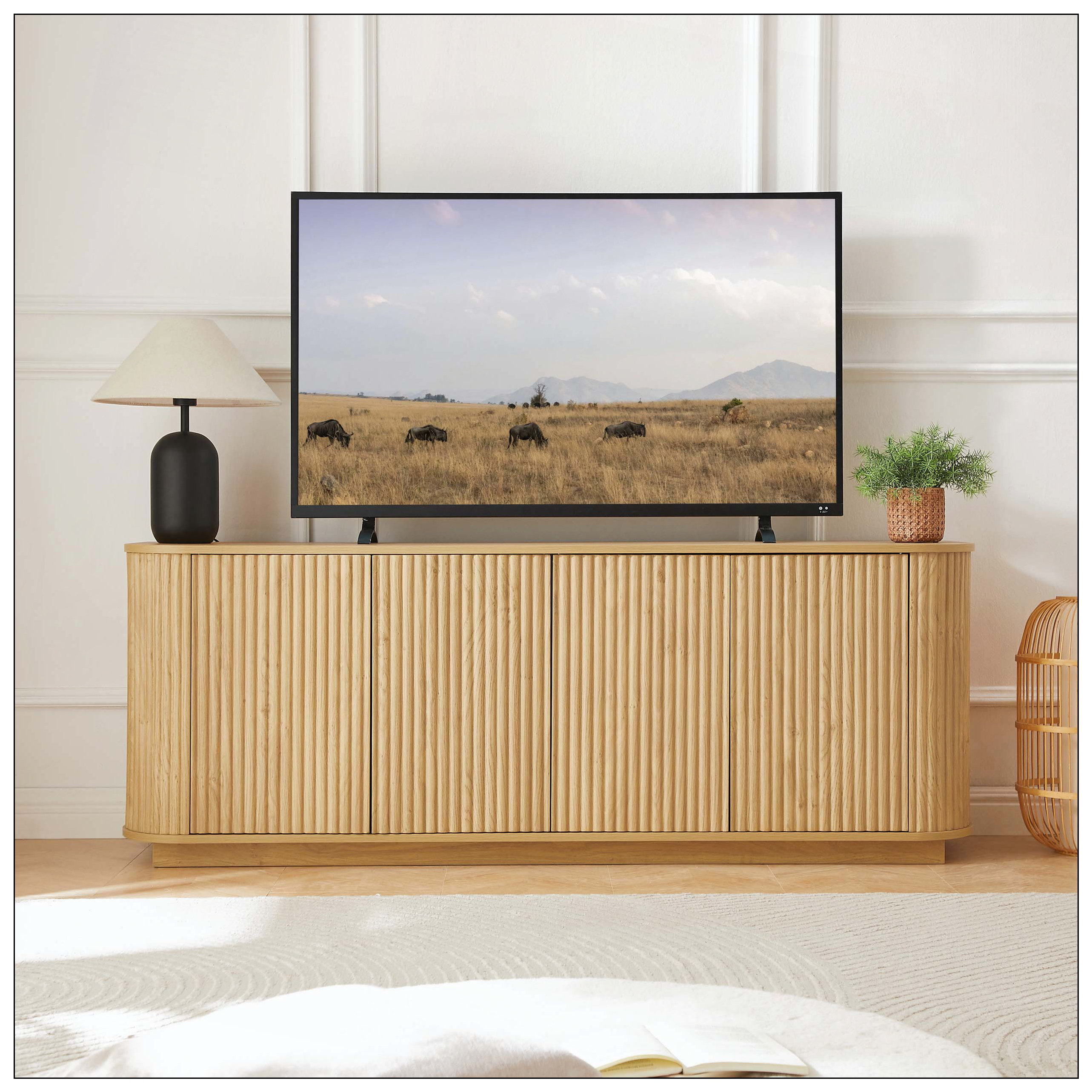 Astoria Grand Sideboard Storage Cabinet TV Stand With Wave Pattern ...
