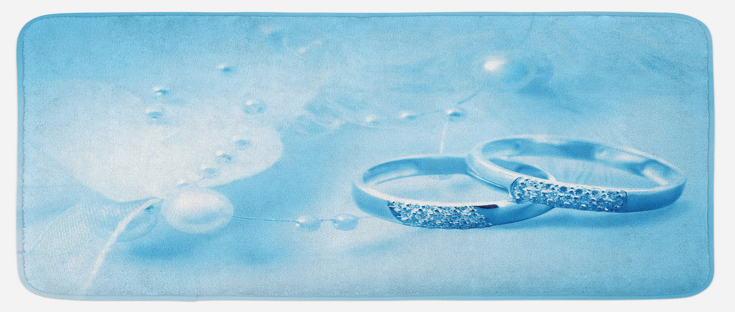 East Urban Home Engagement Wedding Rings With Pearls On Blue Dreamy ...