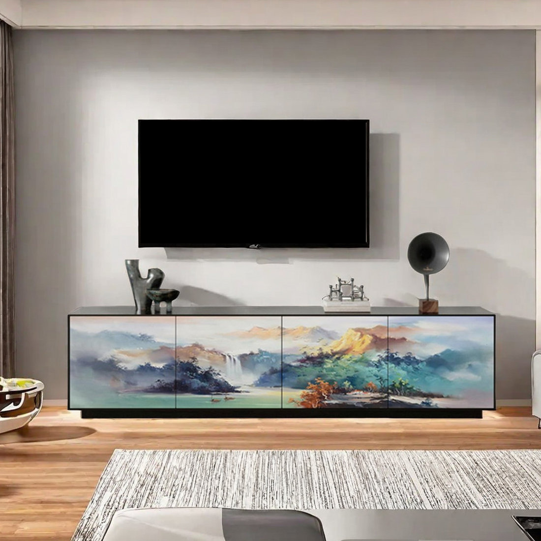 ComfyFurnituress Walnut TV Stand With Enclosed Bottom Design 78.74'' W ...