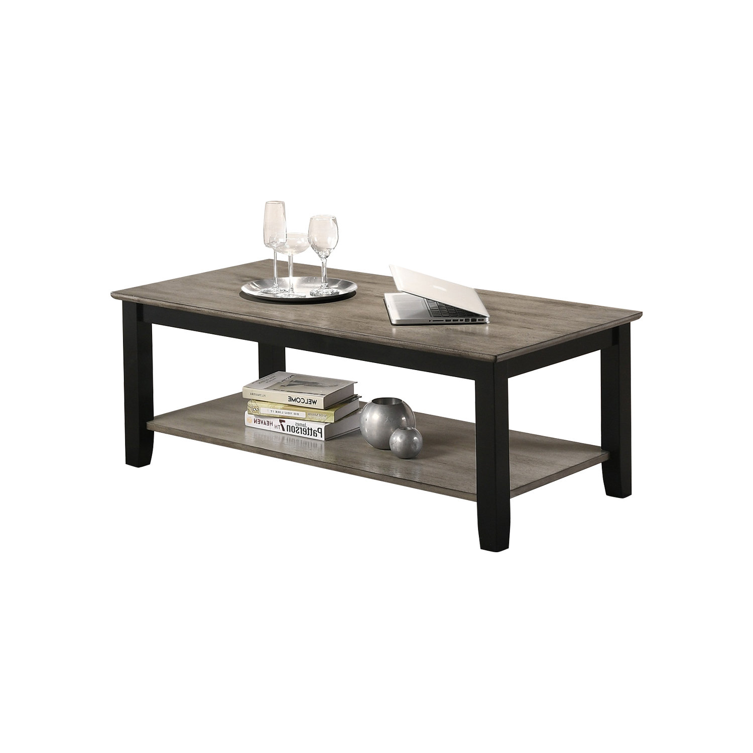 Loon Peak® Geffner Coffee Table With Open Shelf, Rectangular Table Top ...