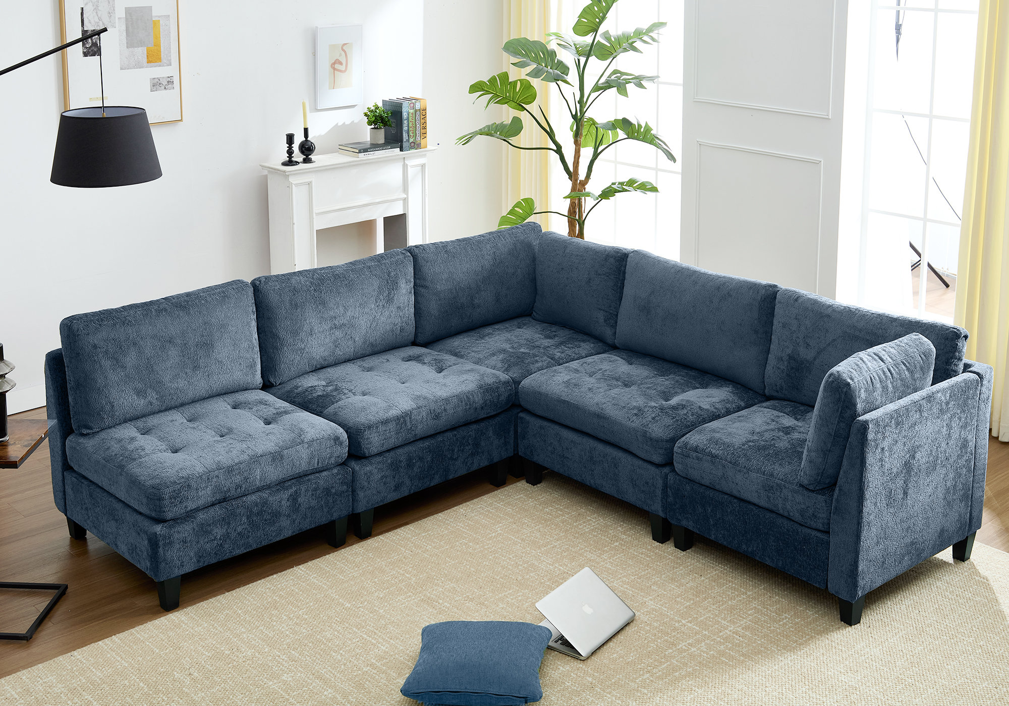 Latitude Run® Chenille Sleeper Sectional Corner Couch Modular Sofa Bed ...