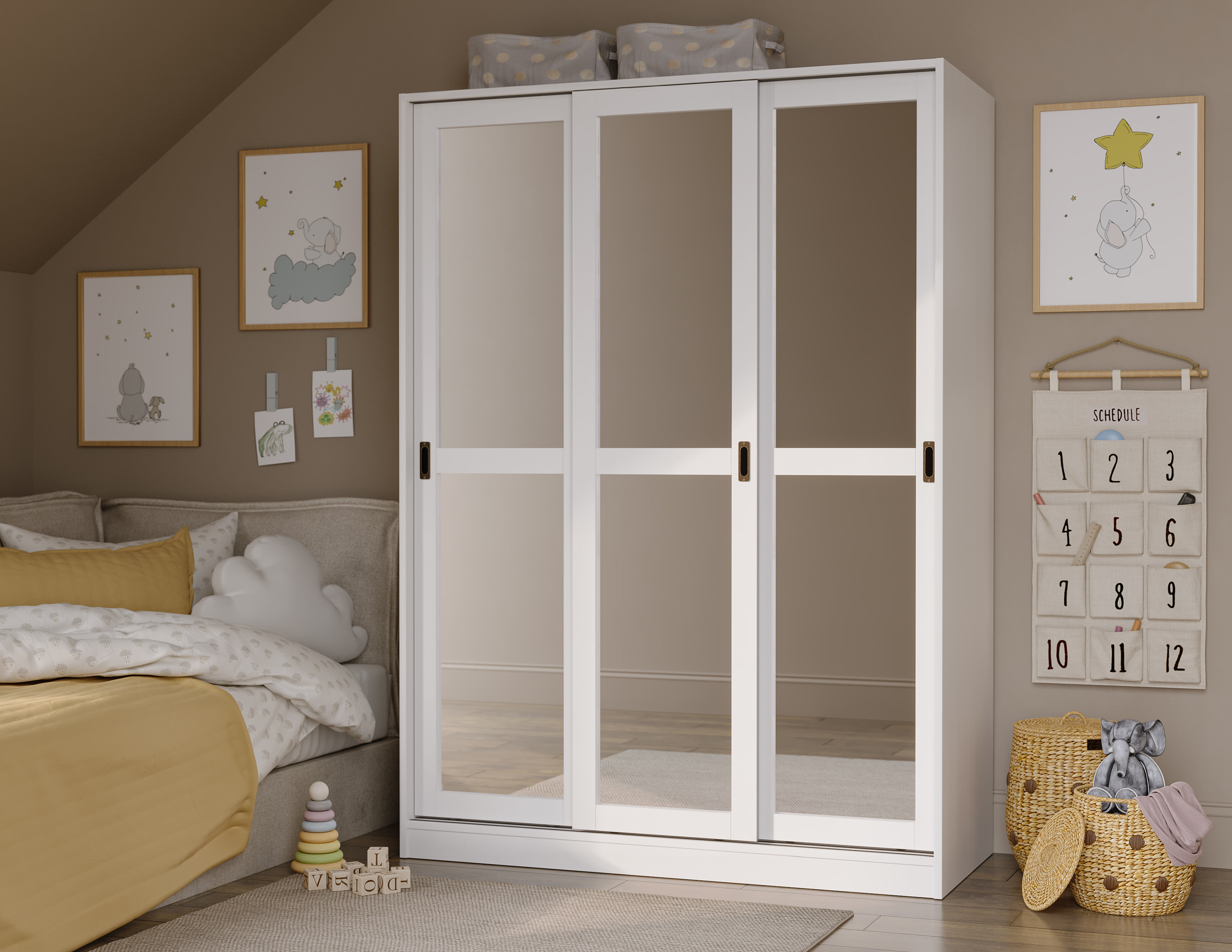 Latitude Run® Khalyla Palace Imports 100% Solid Wood 3-Sliding Wardrobe ...