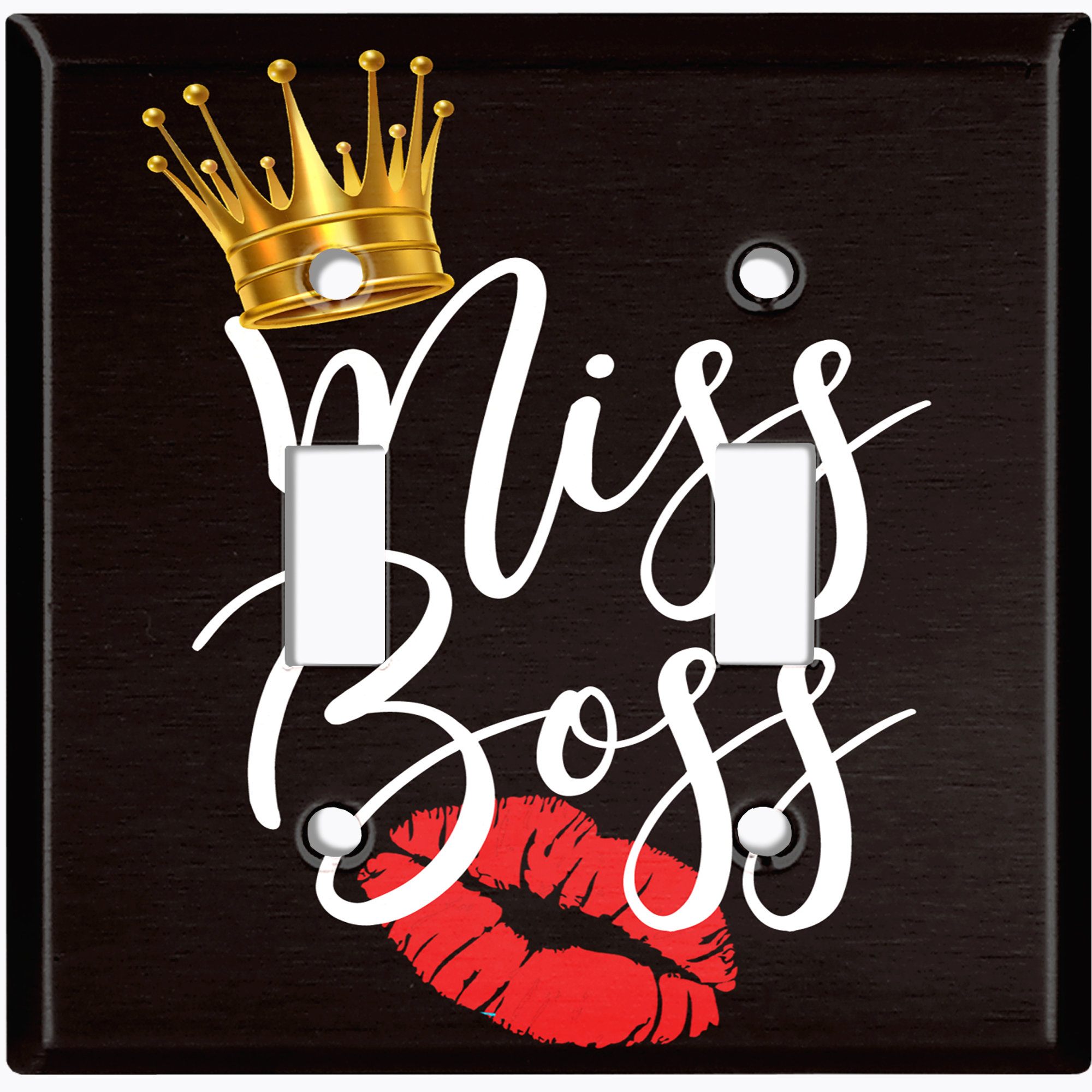 WorldAcc Miss Boss Queen Crown Kiss Sign 2-Gang Toggle Light Switch ...