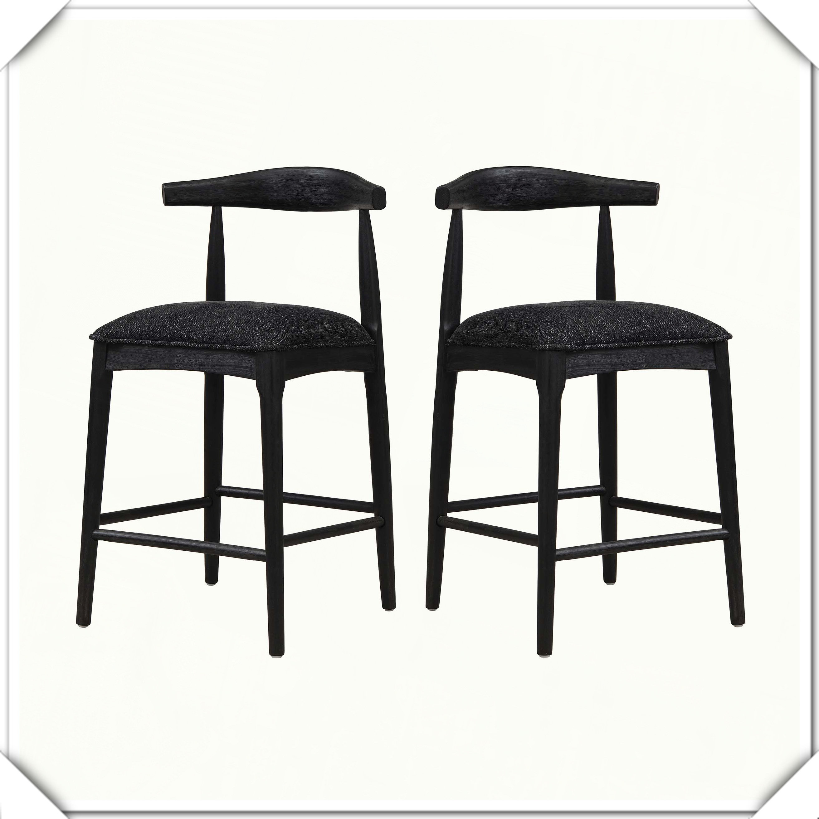 Corrigan Studio® Set Of 2 Counter Stool Pebble Fabric Set Practical ...