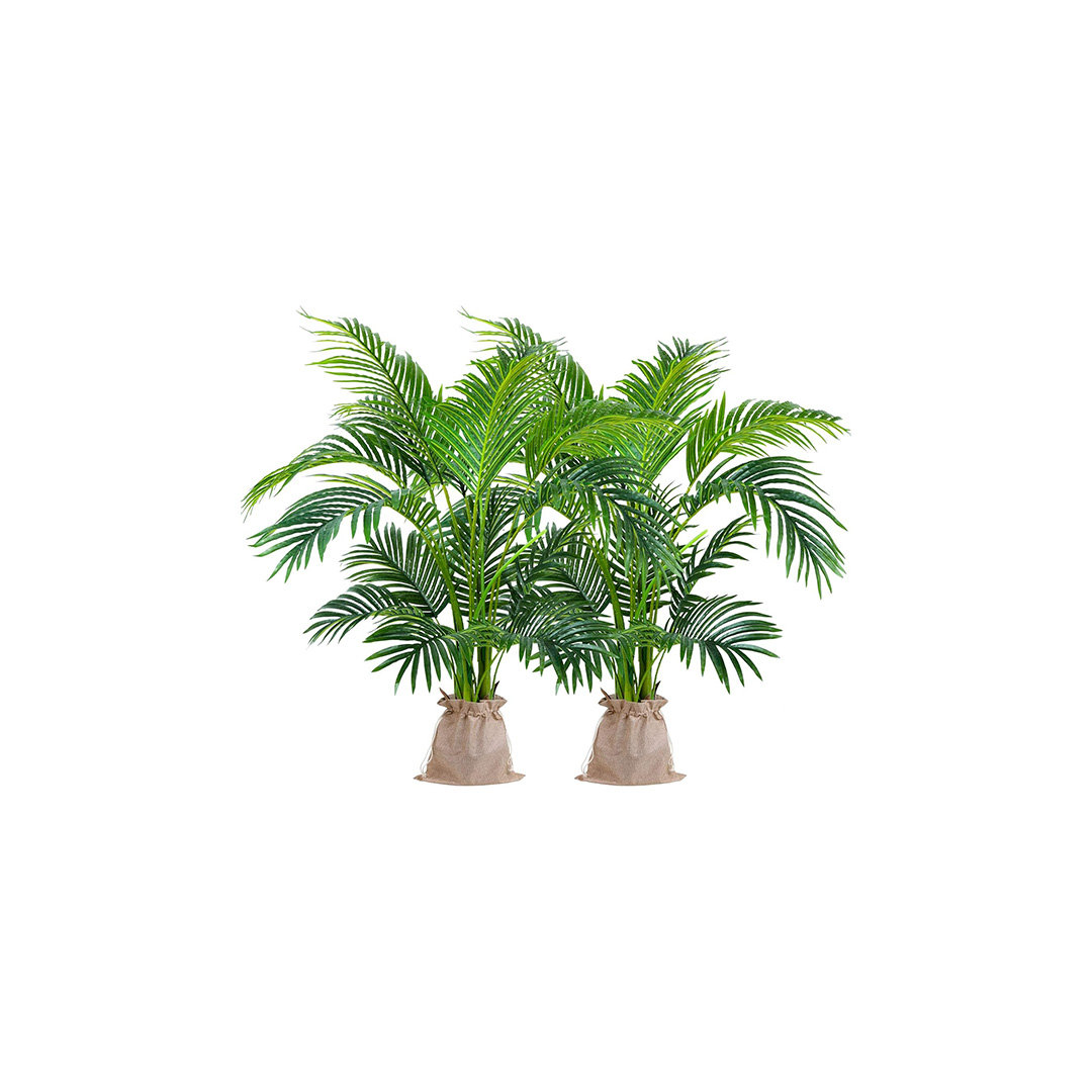 Primrue 4ft Artificial Areca Palm Plant 2 Packs in Pot,Fake Cane Palm ...