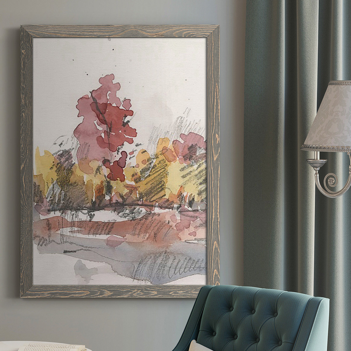 WexfordHome Watercolor Treeline Sketch I " Watercolor Treeline Sketch I ...