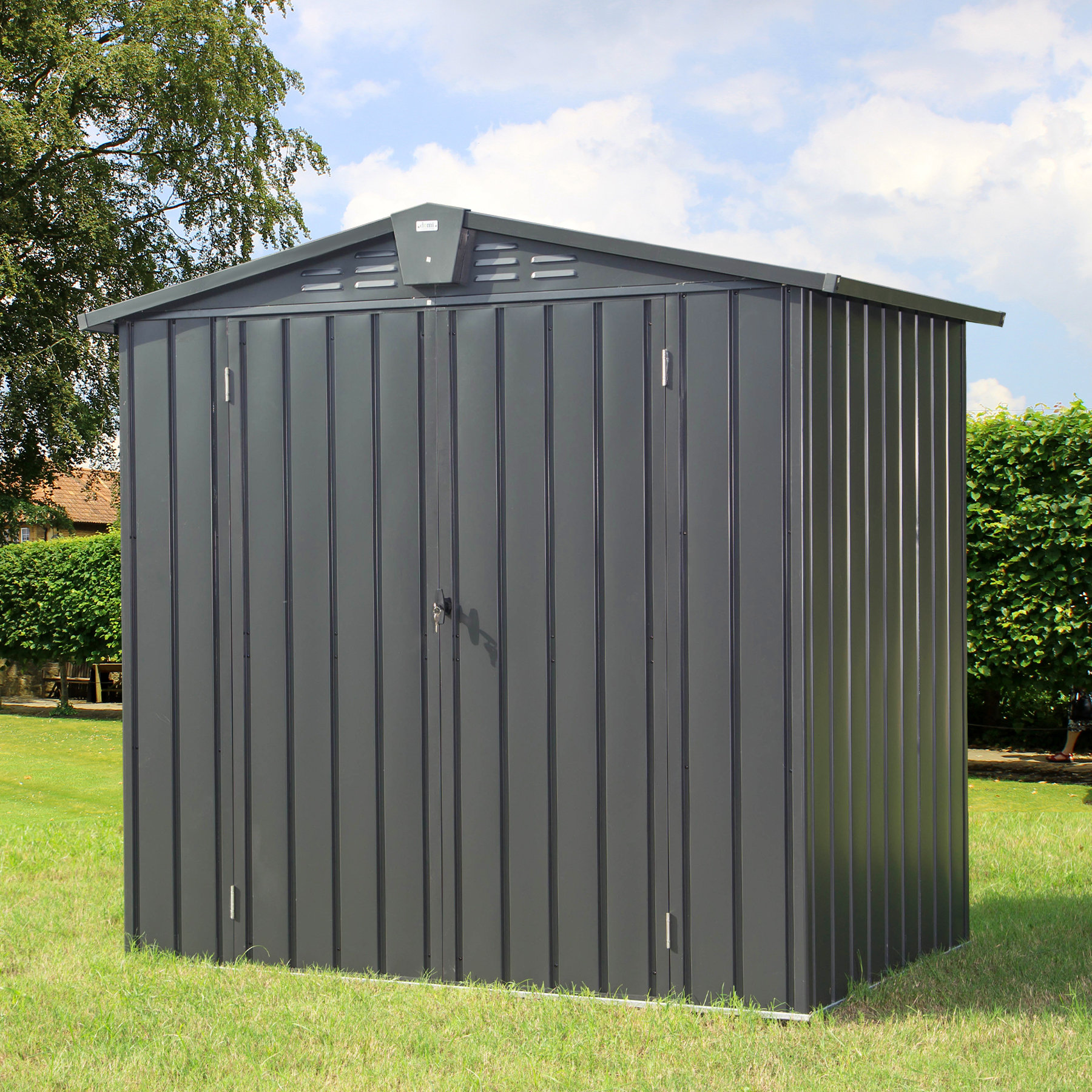 Domi Louvered 6 ft. x 4 ft. Dark Gray Metal Shed with Gable Roof | Wayfair