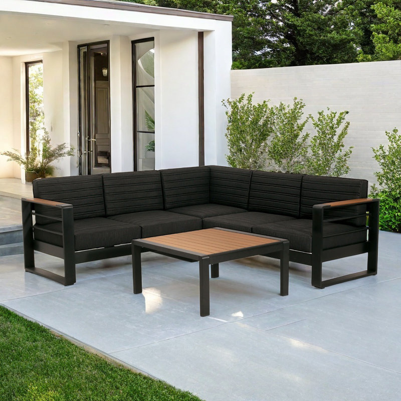 Latitude Run® Marquin Outdoor V Shape Aluminium Conversational Set with ...