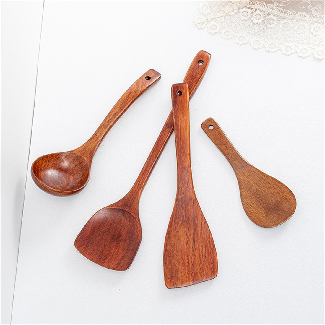 WKING 9PCS Vintage Camphorwood Cooking Utensil Set: Non-Stick Skillet ...
