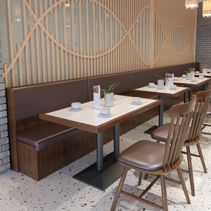 Canadian Linen Retro Light Luxury Cafe Bench Faux Leather Upholstered ...