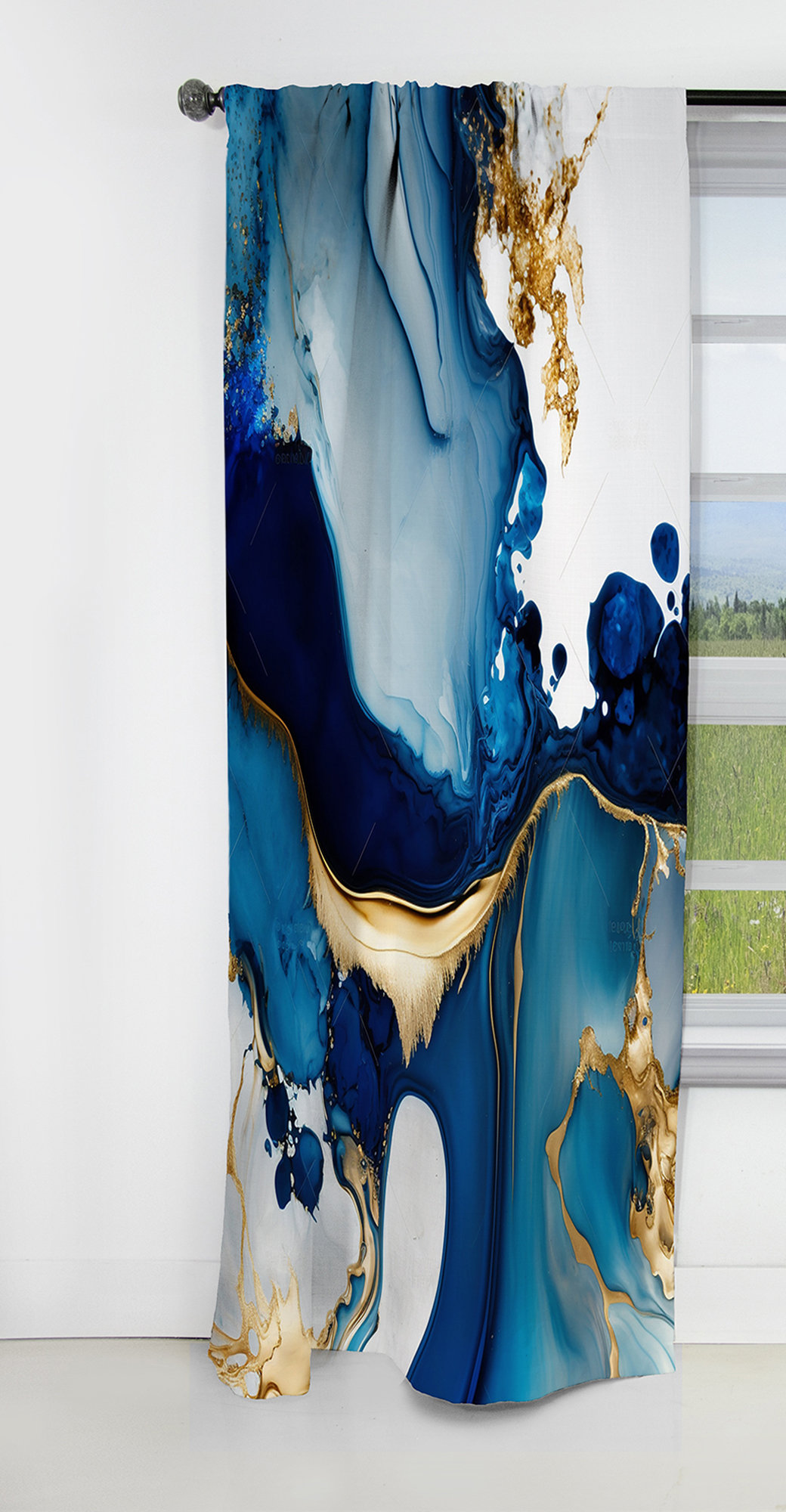 Design Art Abstract Marble Geode Blue I - Abstract Marble Curtain ...