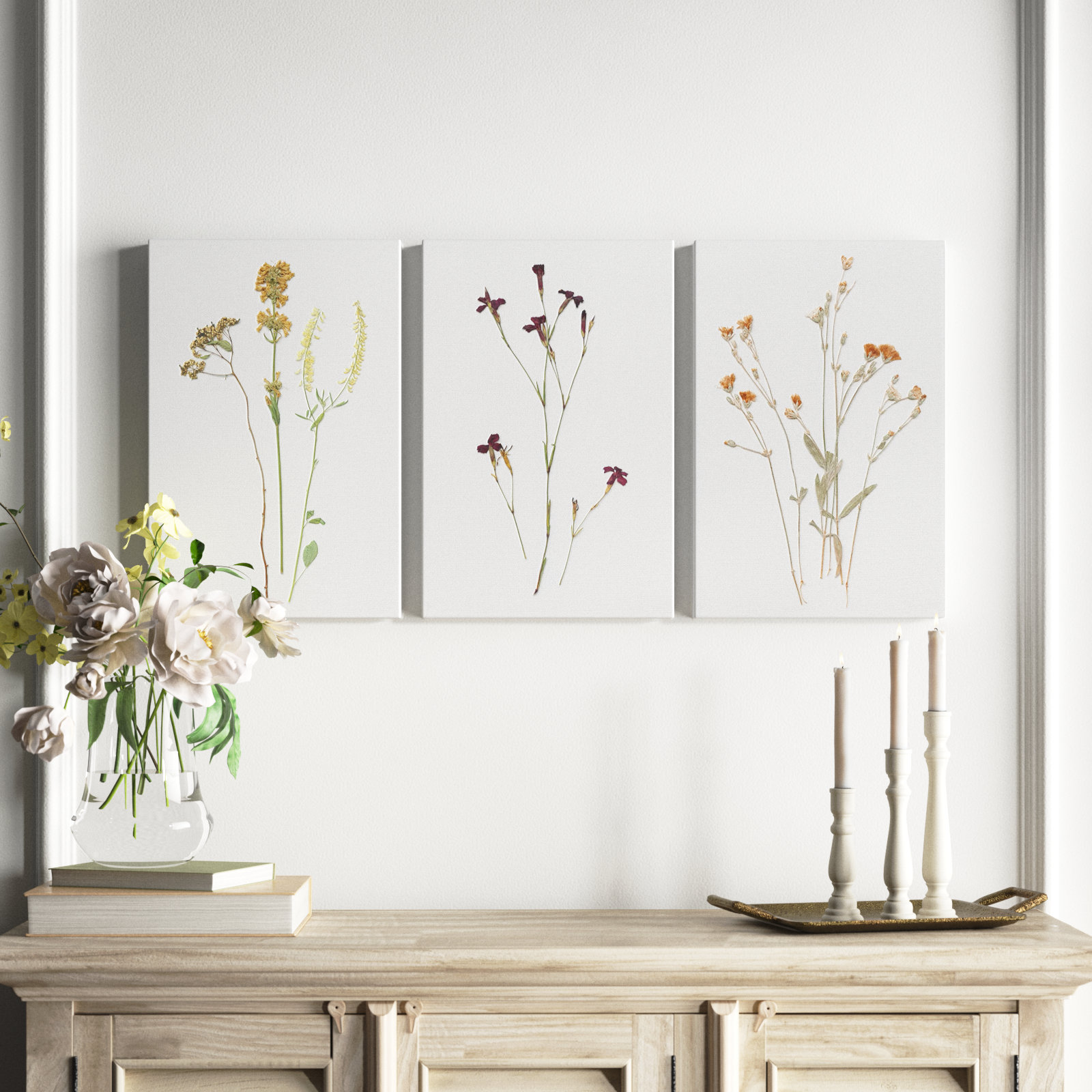 Laurel Foundry Modern Farmhouse® Pressed Botanical I - 3 Piece Wrapped ...