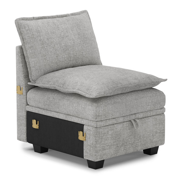Belffin Chenille Single Seat Armless Storage Chair For Modular Sofa ...
