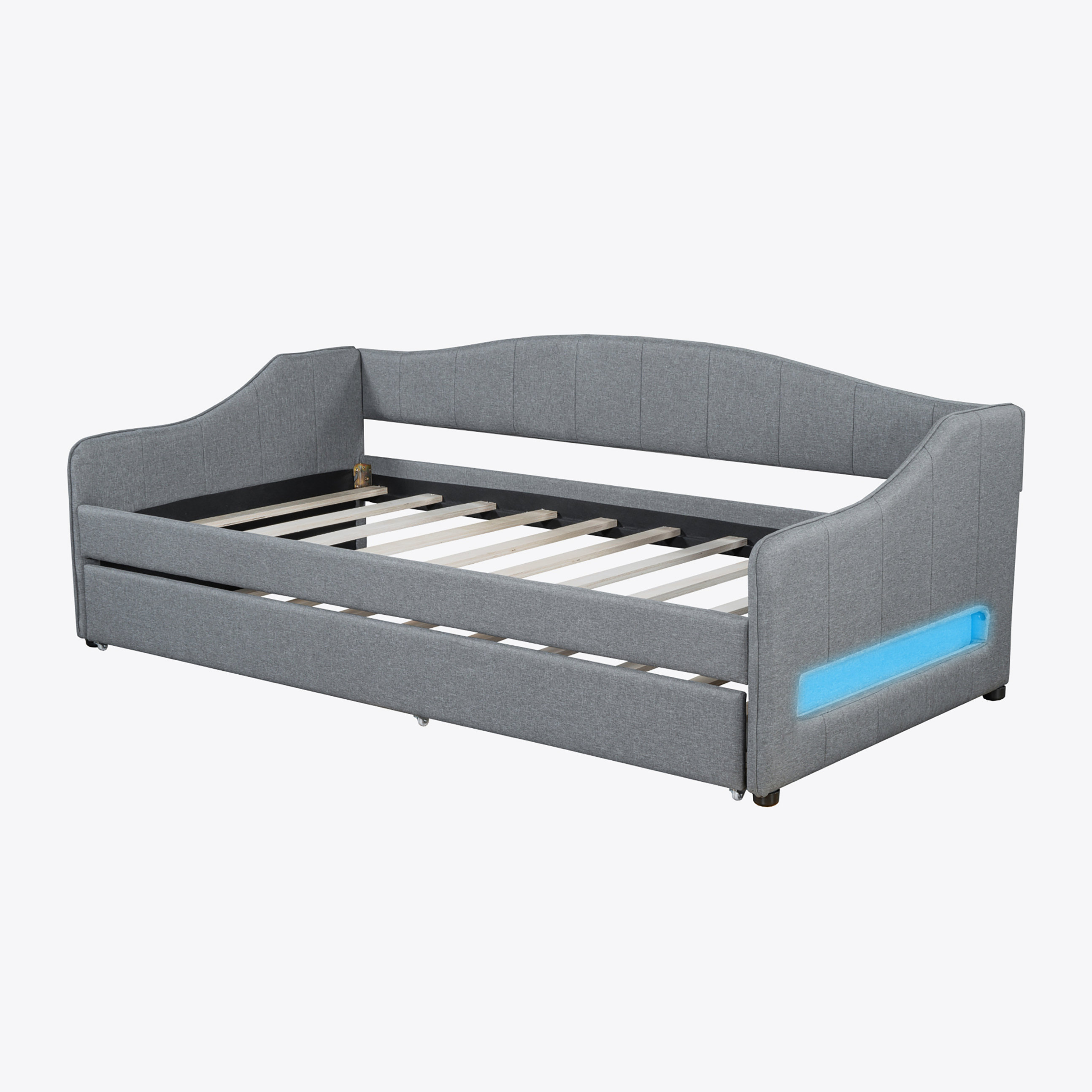 Latitude Run® Upholstered Twin XL Daybed with LED Belt and Trundle ...