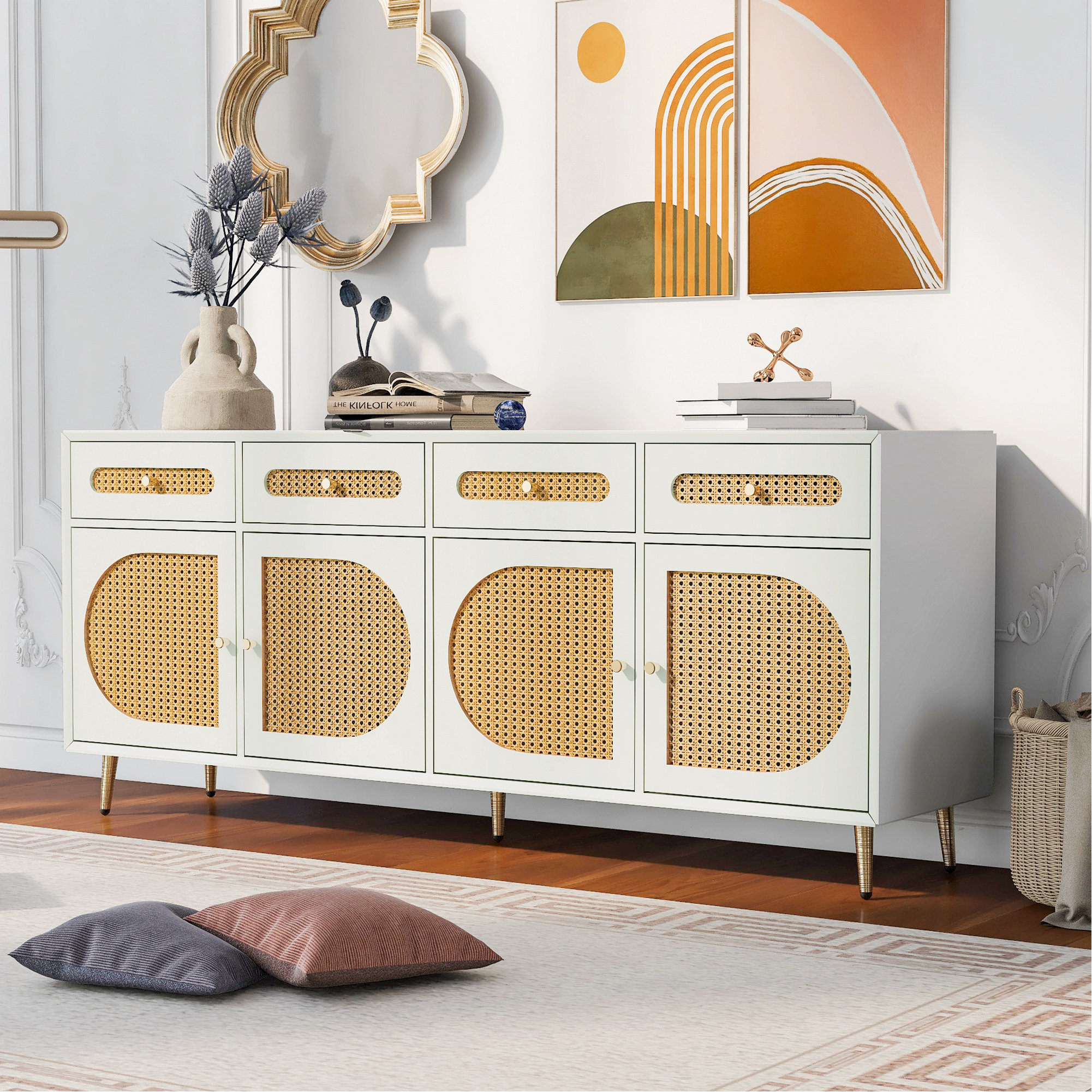 Mercer41 Meeghan Multifunctional Storage Wood Accent Cabinet Sideboard ...