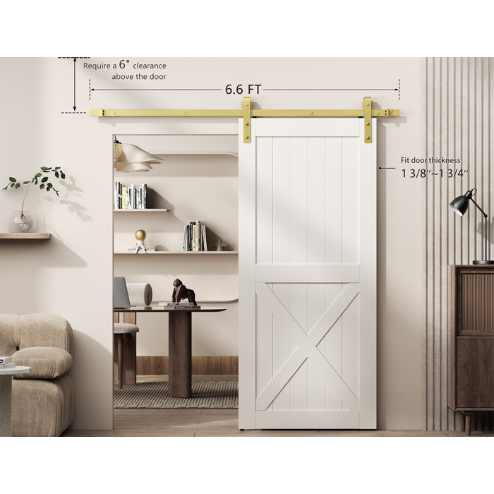 HomLux Gold Carbon Steel Single Door Barn Door Hardware Kit Standard ...