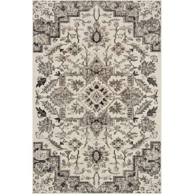 Langley Street Manoel Gray Floral Ornamental Medallion Area Rug ...