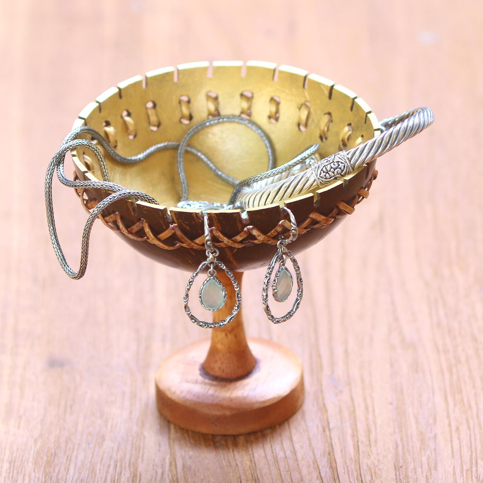 Union Rustic Handmade Personal Treasure Coconut Shell Jewelry Stand ...