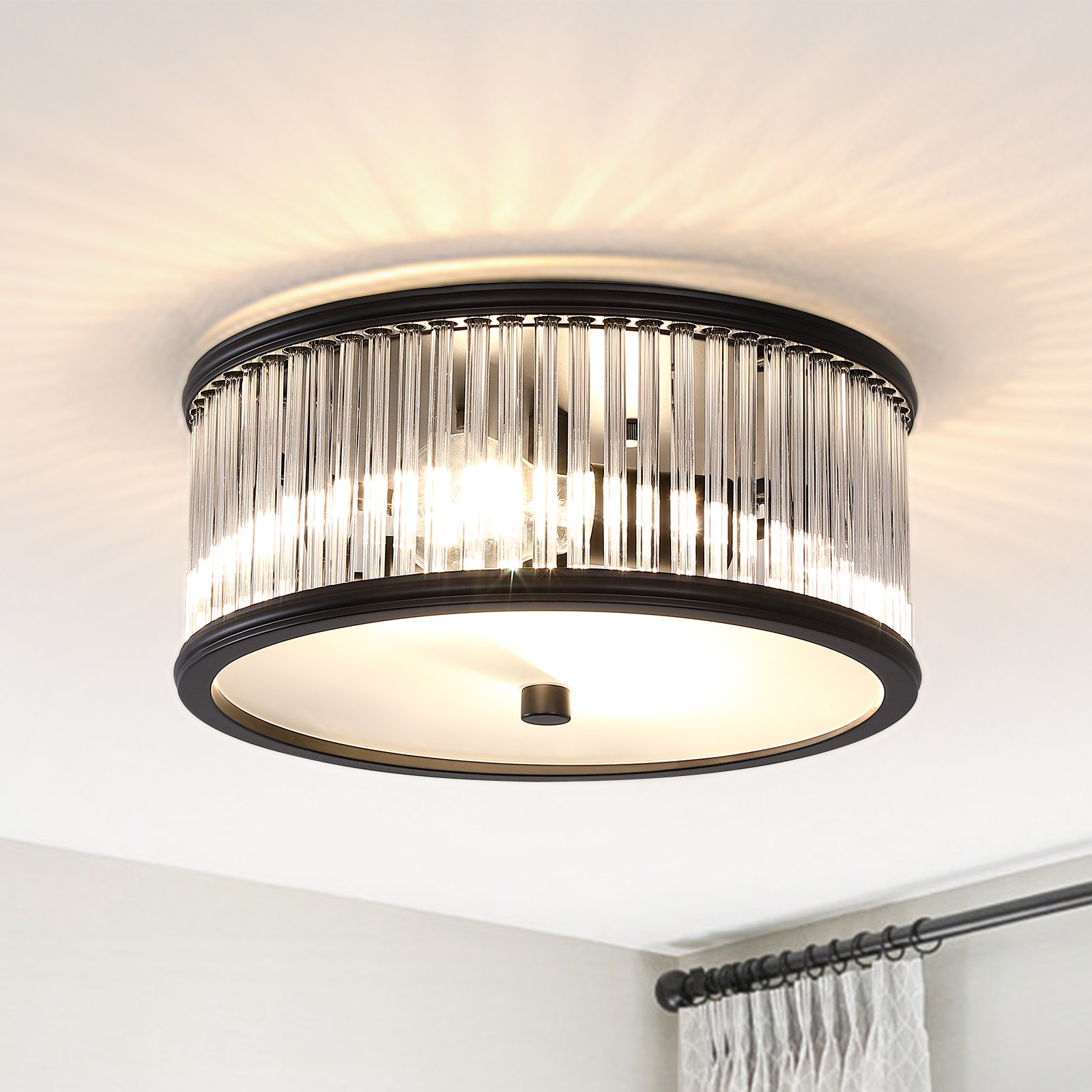 Ebern Designs 12" 2-Light Dimmable Crystal Flush Mount Lighting ...
