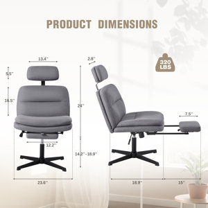 Ebern Designs Partia Ergonomic Swivel Office Task Chair with Footrest ...