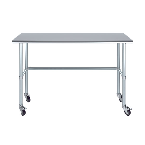 Amgood Stainless Steel Open Base Work Table with Wheels & Reviews | Wayfair