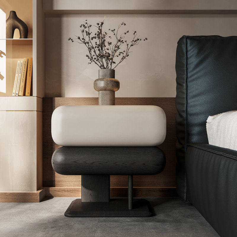 Hokku Designs Tavi Swivel Wood Nightstand With 2 Drawer | Wayfair