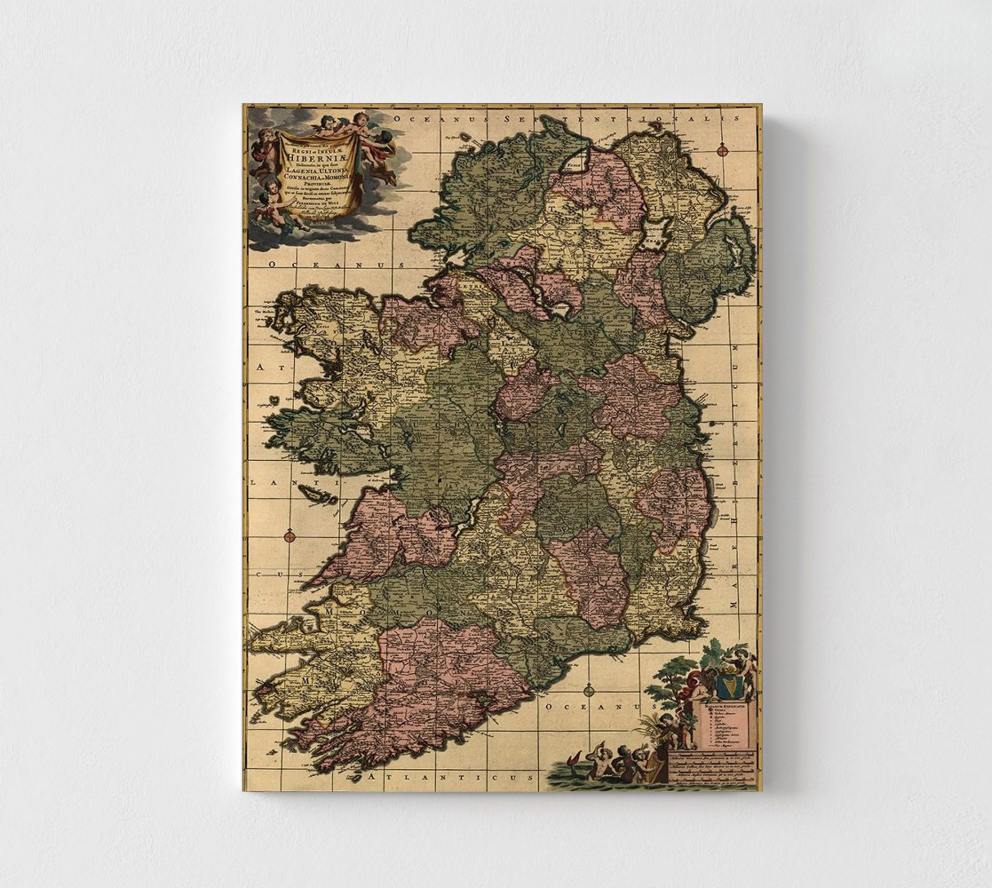 WeFrameArt Ireland 1750, Antique Map Of Ireland, Irish Wall Art, Irish ...