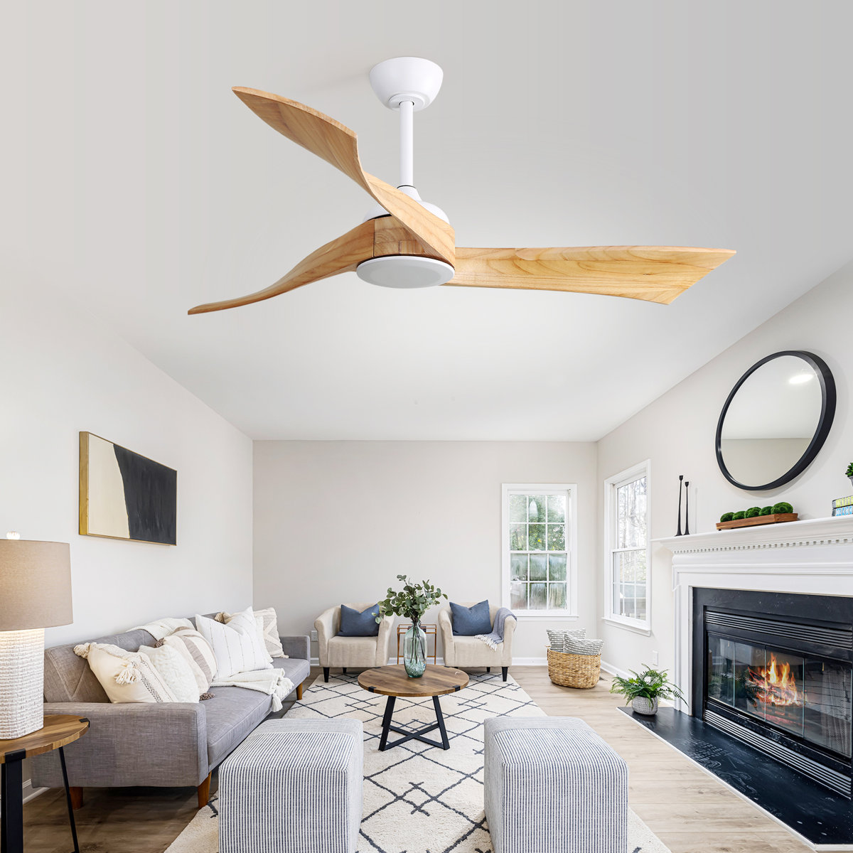 Orren Ellis Kemp 52'' 3-Solid Wood Blade Modern Propeller Ceiling Fan ...