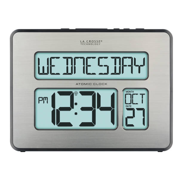 Symple Stuff Weidner Digital Atomic Calendar Clock with Backlight ...