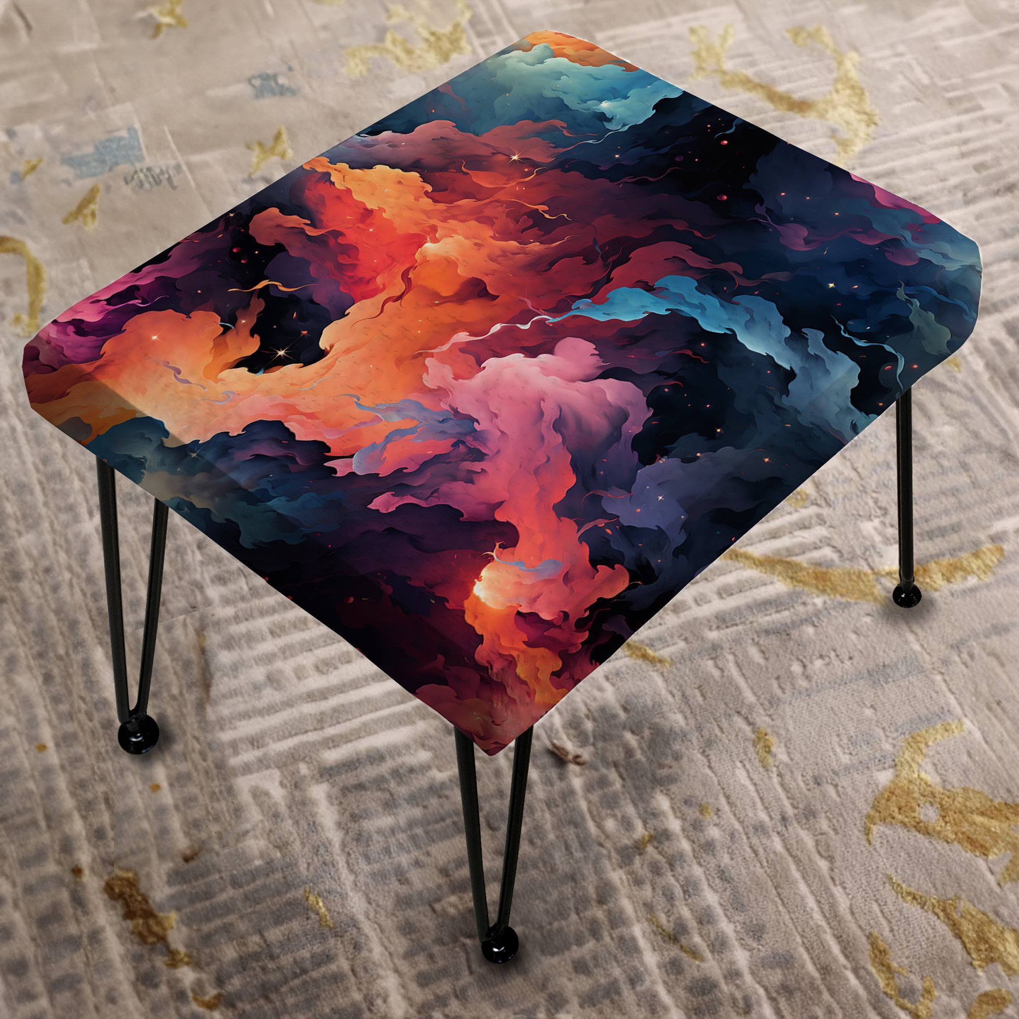 Design Art Cosmic Camo Odyssey - Abstract Rectangle Ottoman | Wayfair