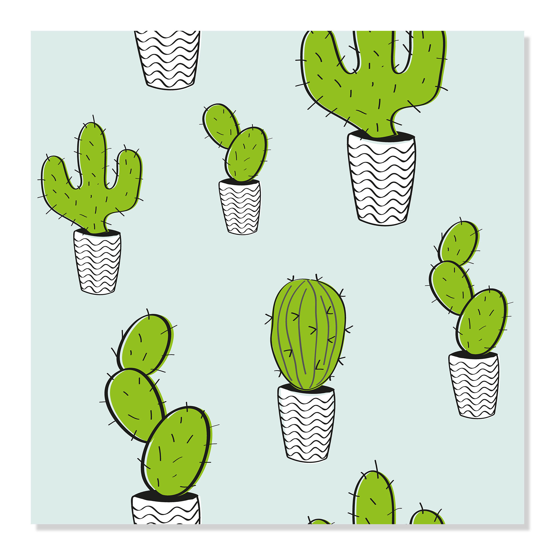 Casa Fine Arts Potted Cactus Potted Cacti Smooth Peel and Stick ...