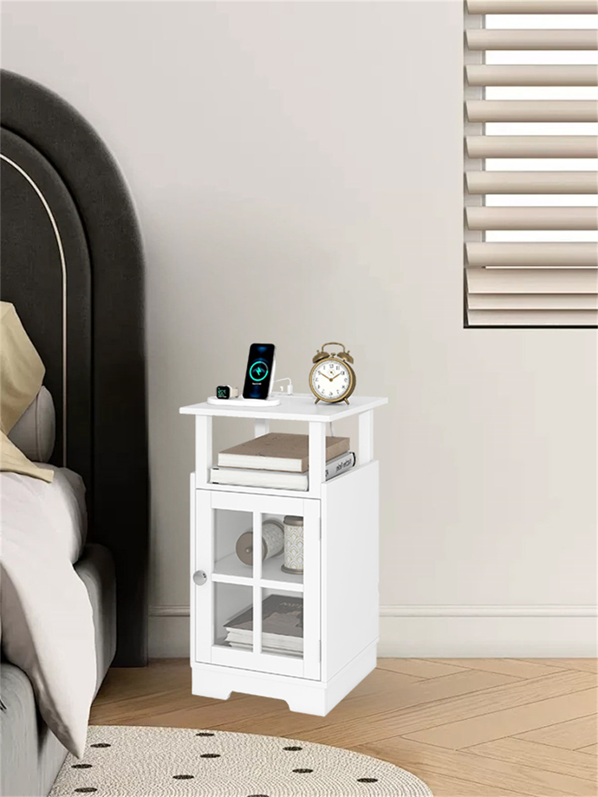 Ebern Designs Multi-Functional Bedside Table With Charging Station ...