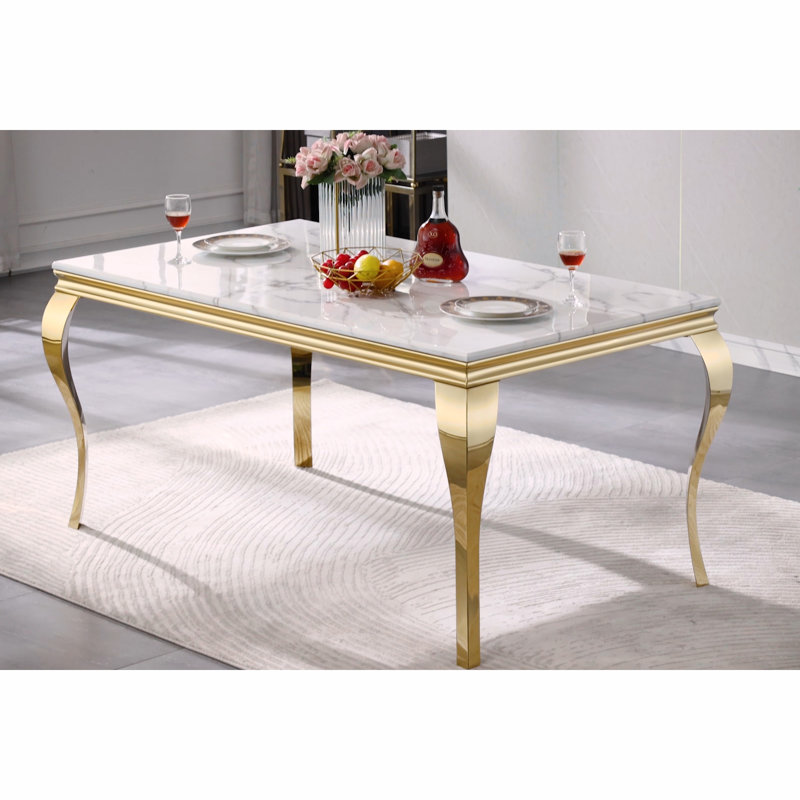 Rosdorf Park Jamarrie White Gold Dining Table & Reviews | Wayfair