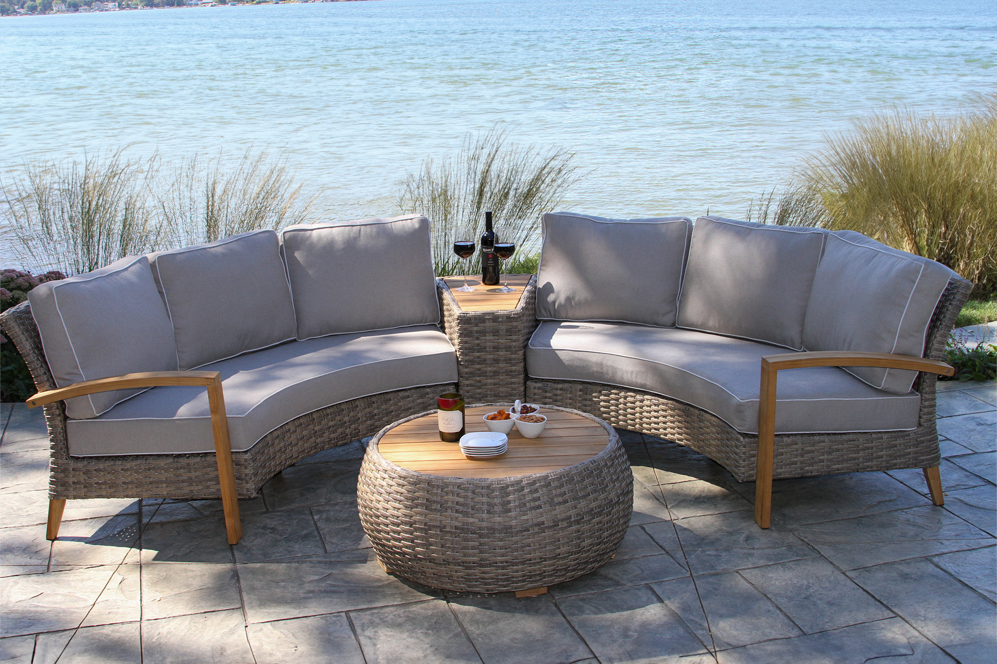 Lark Manor™ Farmington 4 Piece Sectional Seating Group with Cushions ...