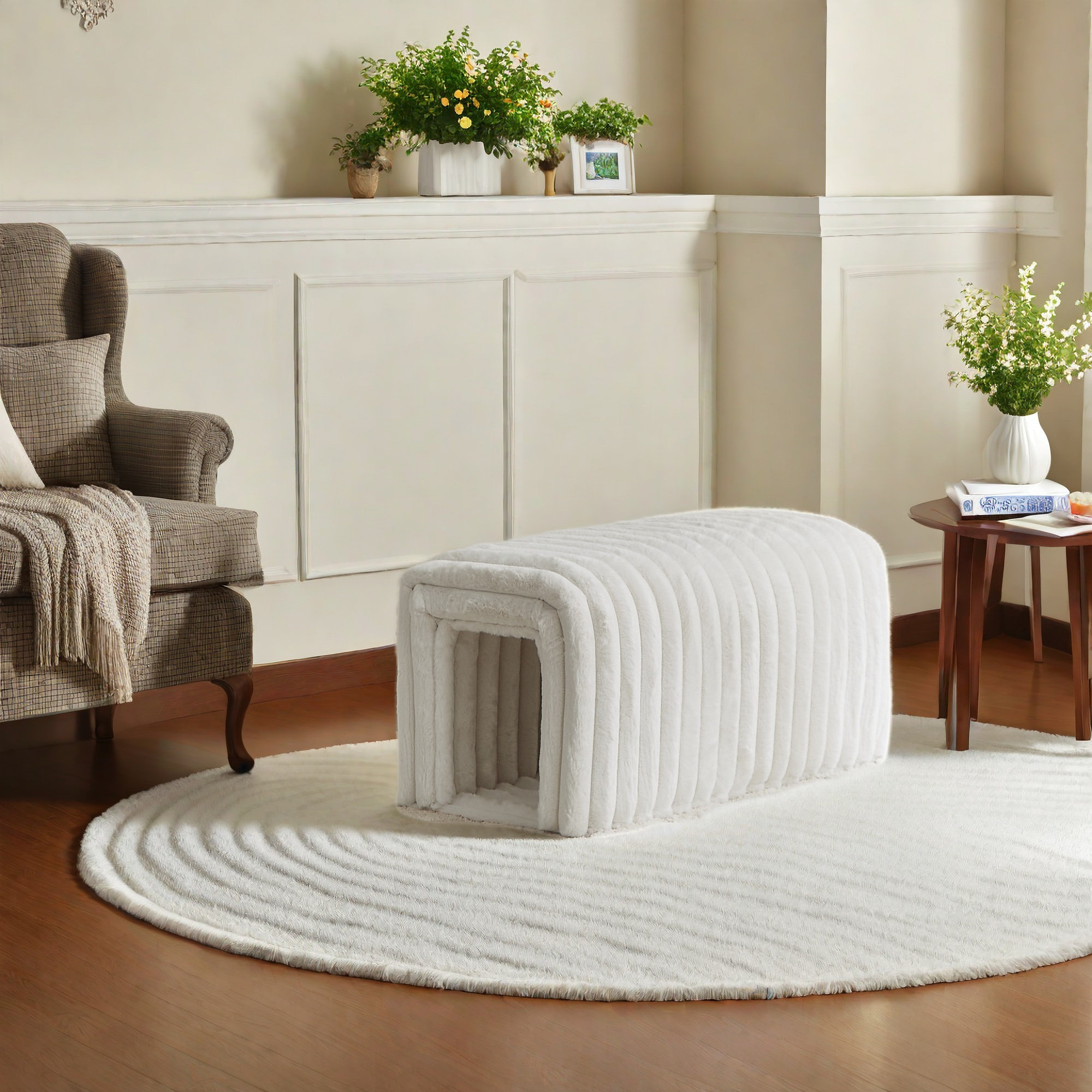 Wrought Studio™ Ottoman Bench Storage Foot Rest For Couch Pet Supplies ...