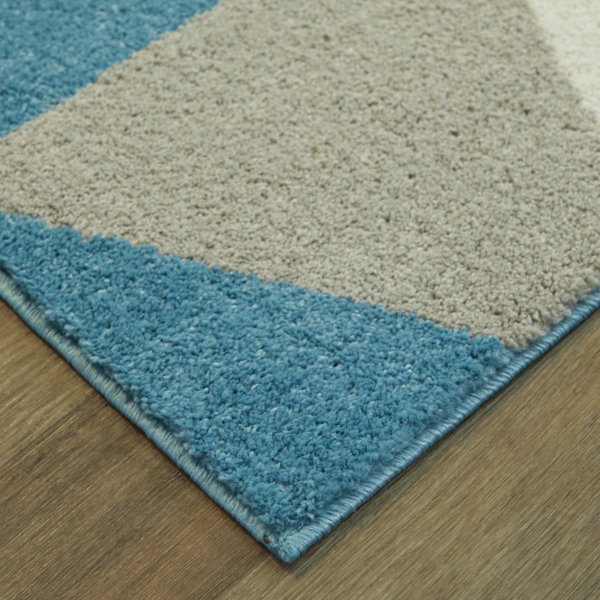 Wade Logan® Wassim Performance Blue/Orange/Navy Rug & Reviews | Wayfair