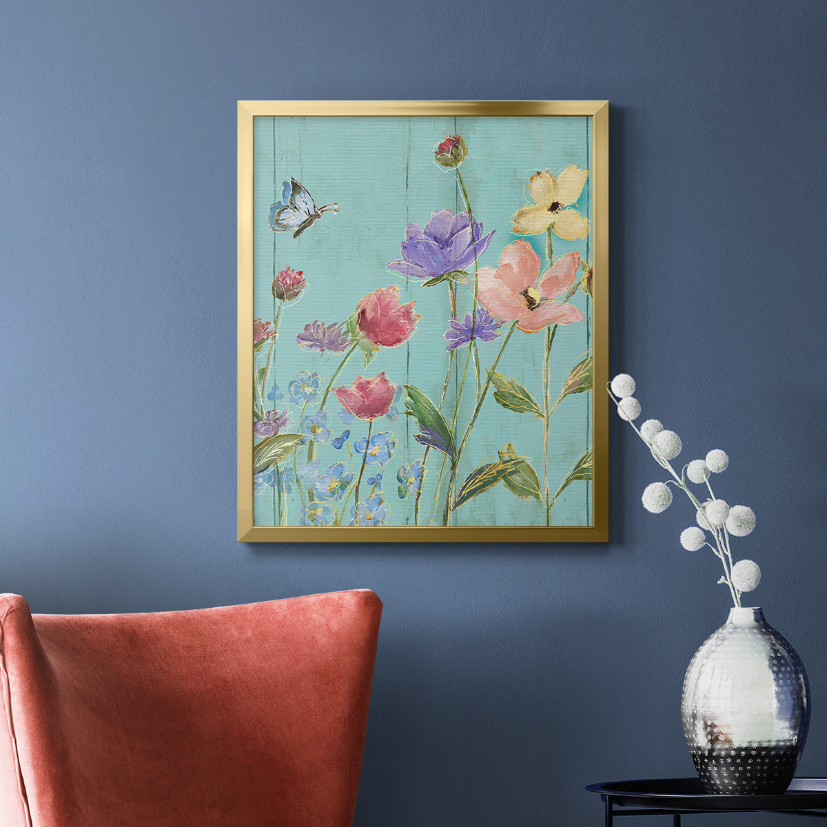 August Grove® Wildflower Flutter III Premium Framed Canvas - Ready to ...
