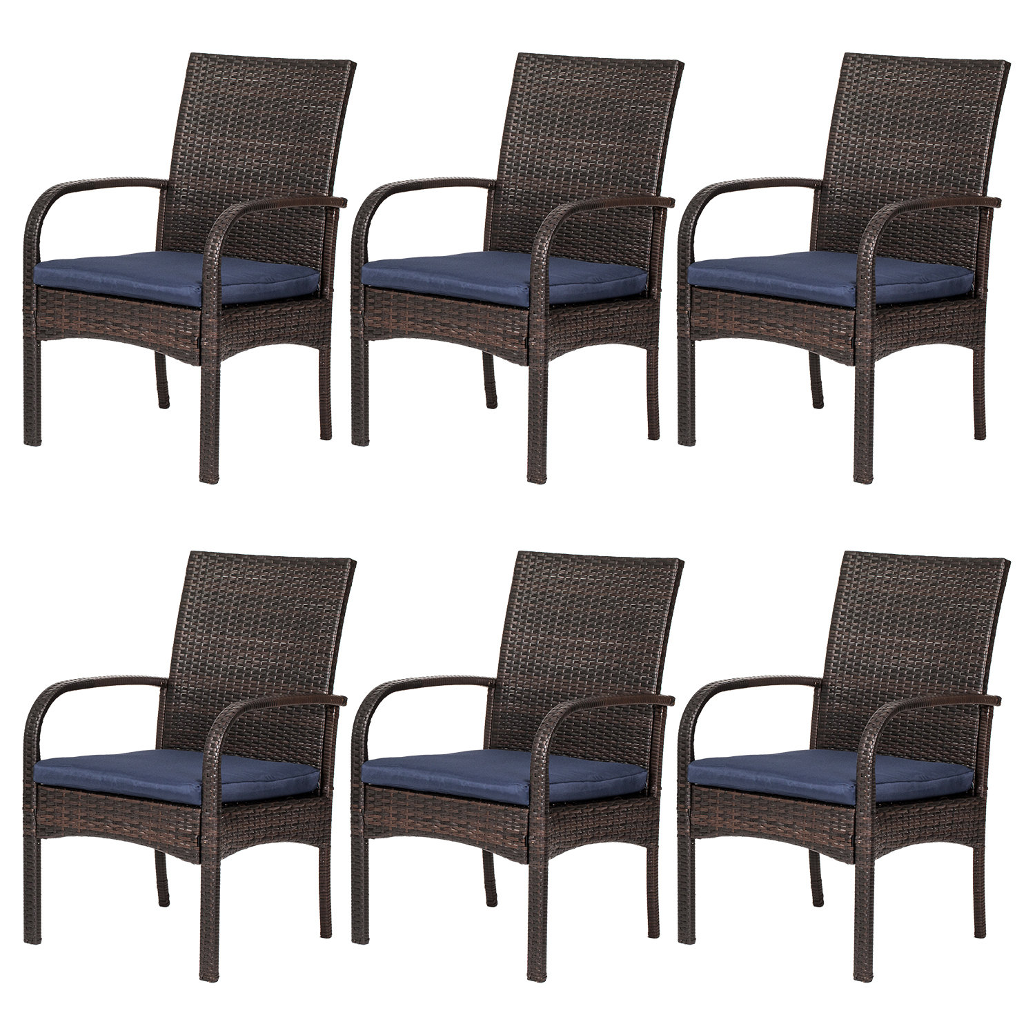 Latitude Run® Wicker Patio Arm-rest Dining Chair Set of 6 - Wayfair Canada
