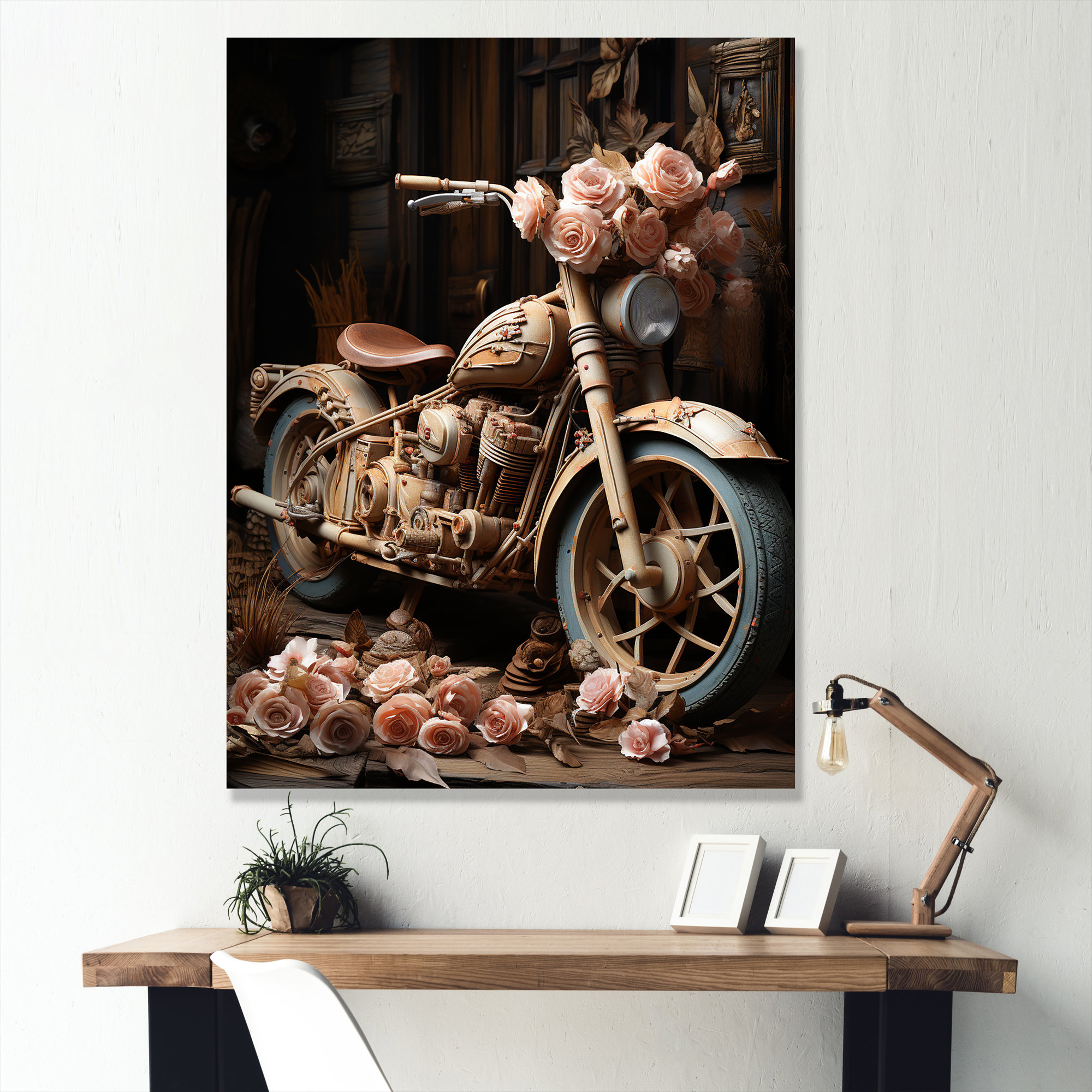 Design Art Rustic Adventure Flower Motorcycle | Wayfair